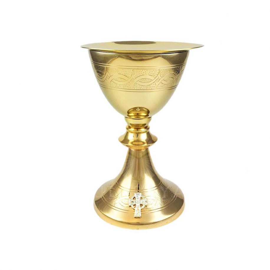 CALIZ DORADO Y PATENA CRUZ BASE - Artículos Religiosos Ultreya