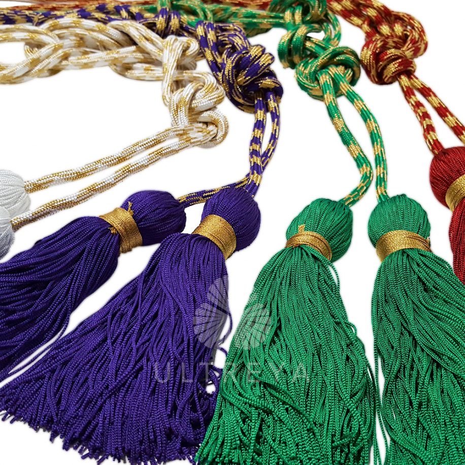 CINGULO SACERDOTE RAYAS ORO - Artículos Religiosos Ultreya