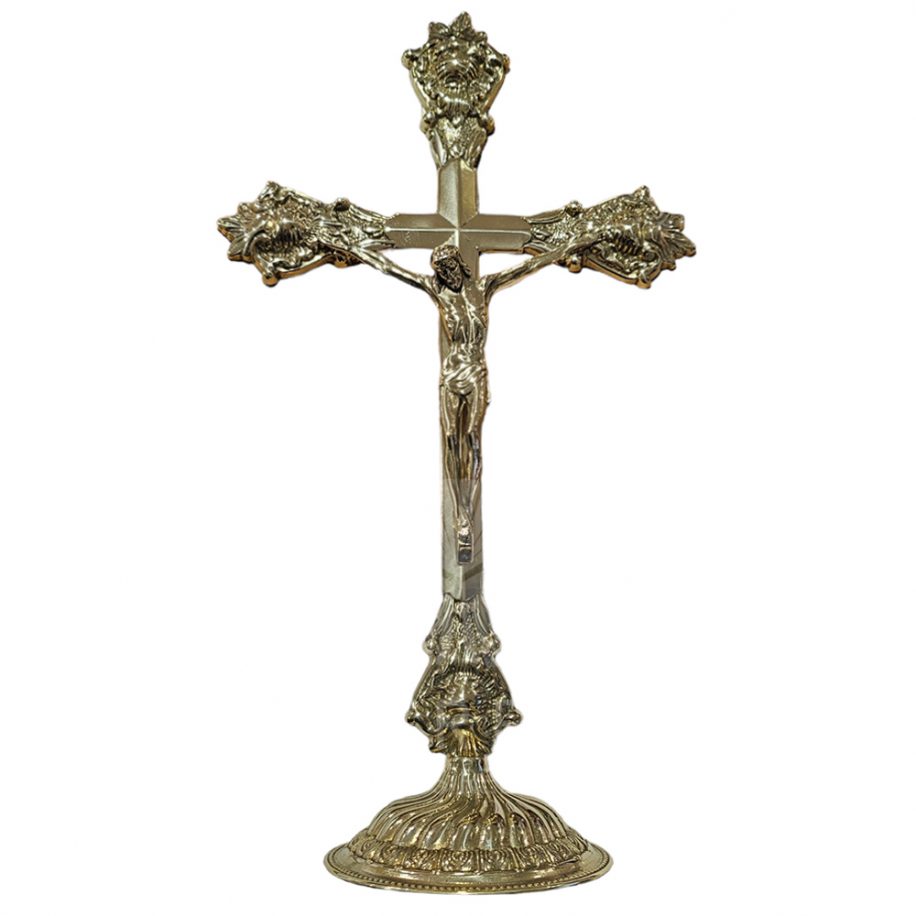 CRUZ DE ALTAR BARROCA BASE REDONDA - Artículos Religiosos Ultreya