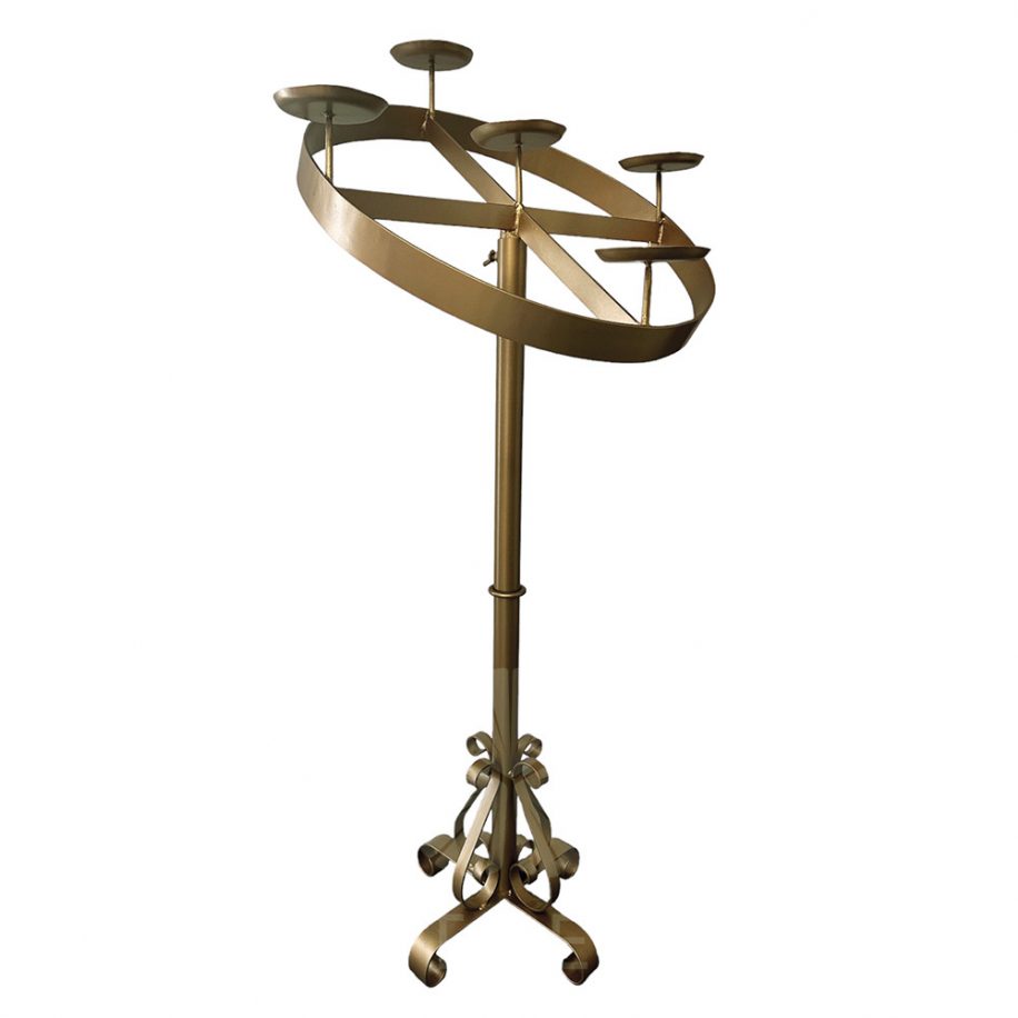 CANDELABRO ADVIENTO FORJA DORADO - Artículos Religiosos Ultreya