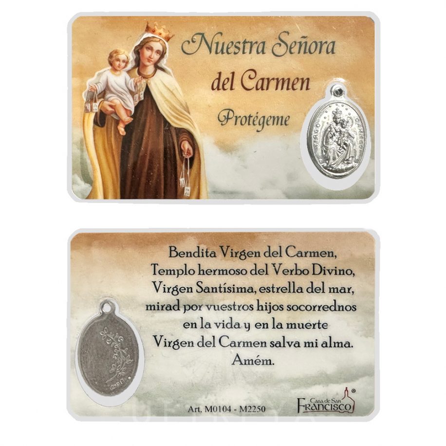 ESTAMPITA CON MEDALLA VIRGEN DEL CARMEN - Artículos Religiosos Ultreya