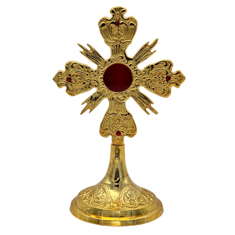 RELICARIO DORADO CRUZ 22 CM - Artículos Religiosos Ultreya