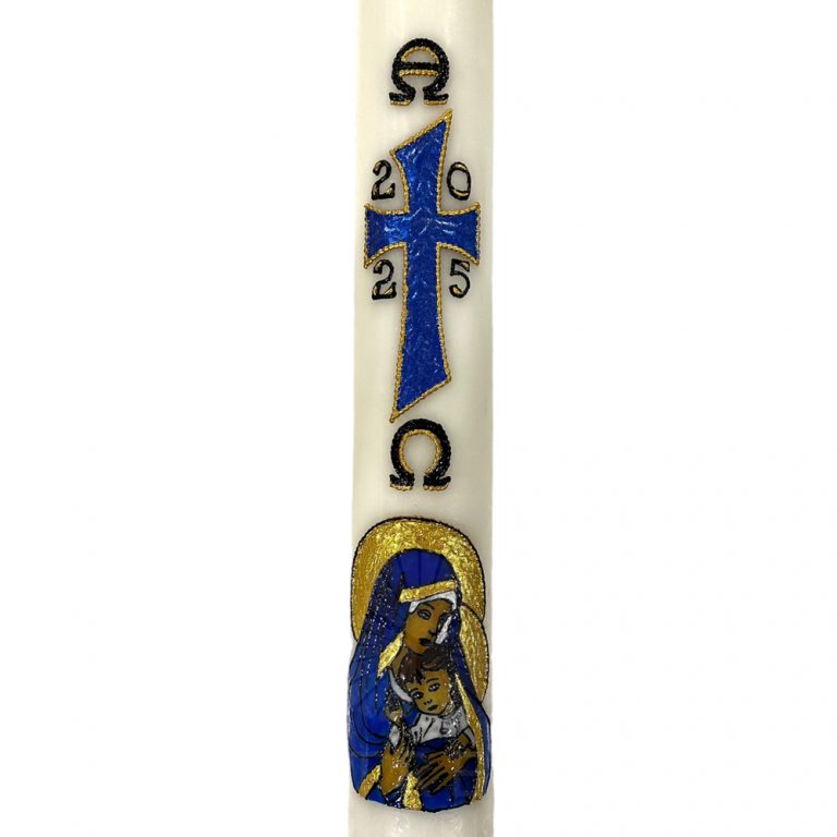 CIRIO PASCUAL 2026 DECORADO VIRGEN MARIA - Artículos Religiosos Ultreya