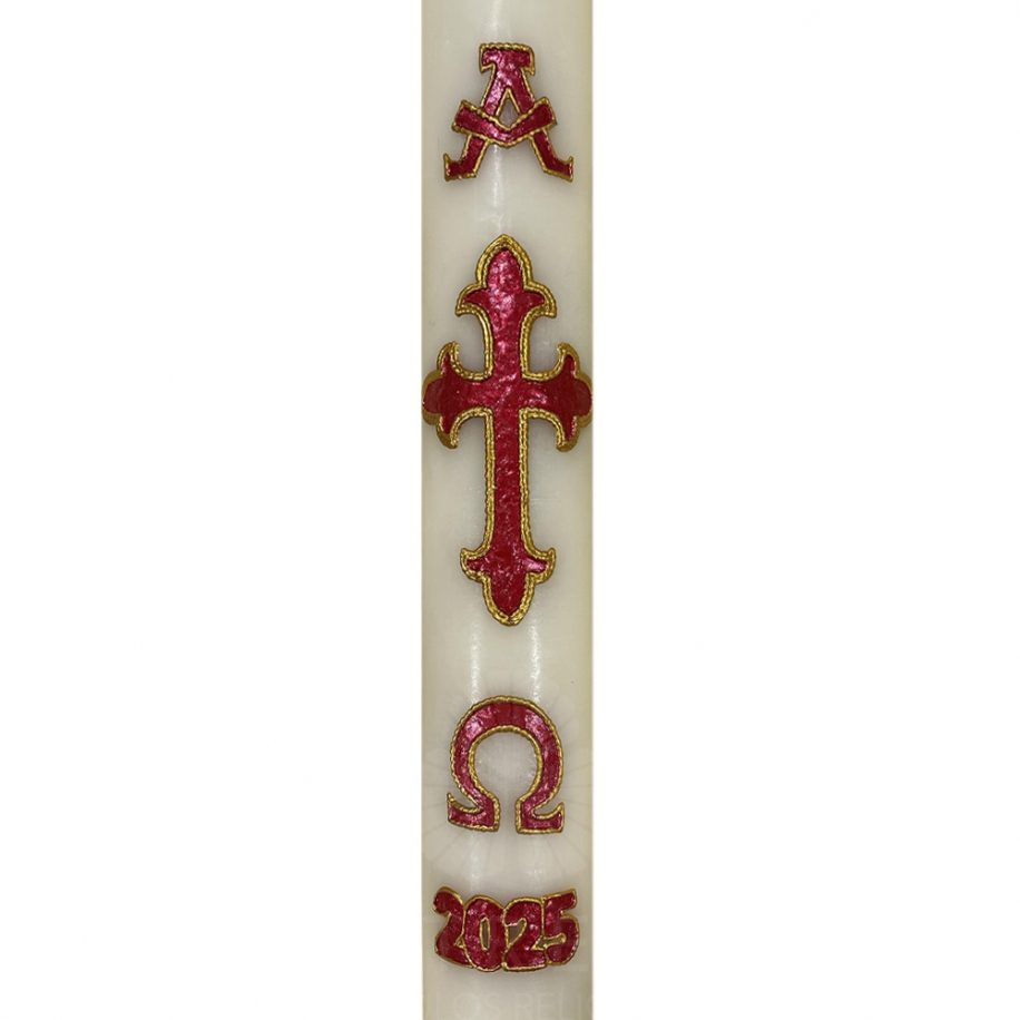 CIRIO PASCUAL 2026 DECORADO CRUZ ROJA - Artículos Religiosos Ultreya