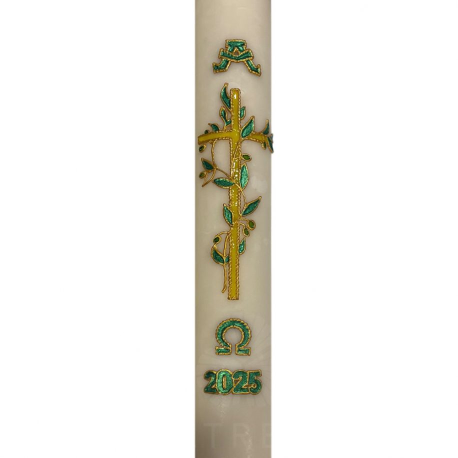 CIRIO PASCUAL 2026 DECORADO CRUZ OLIVO - Artículos Religiosos Ultreya
